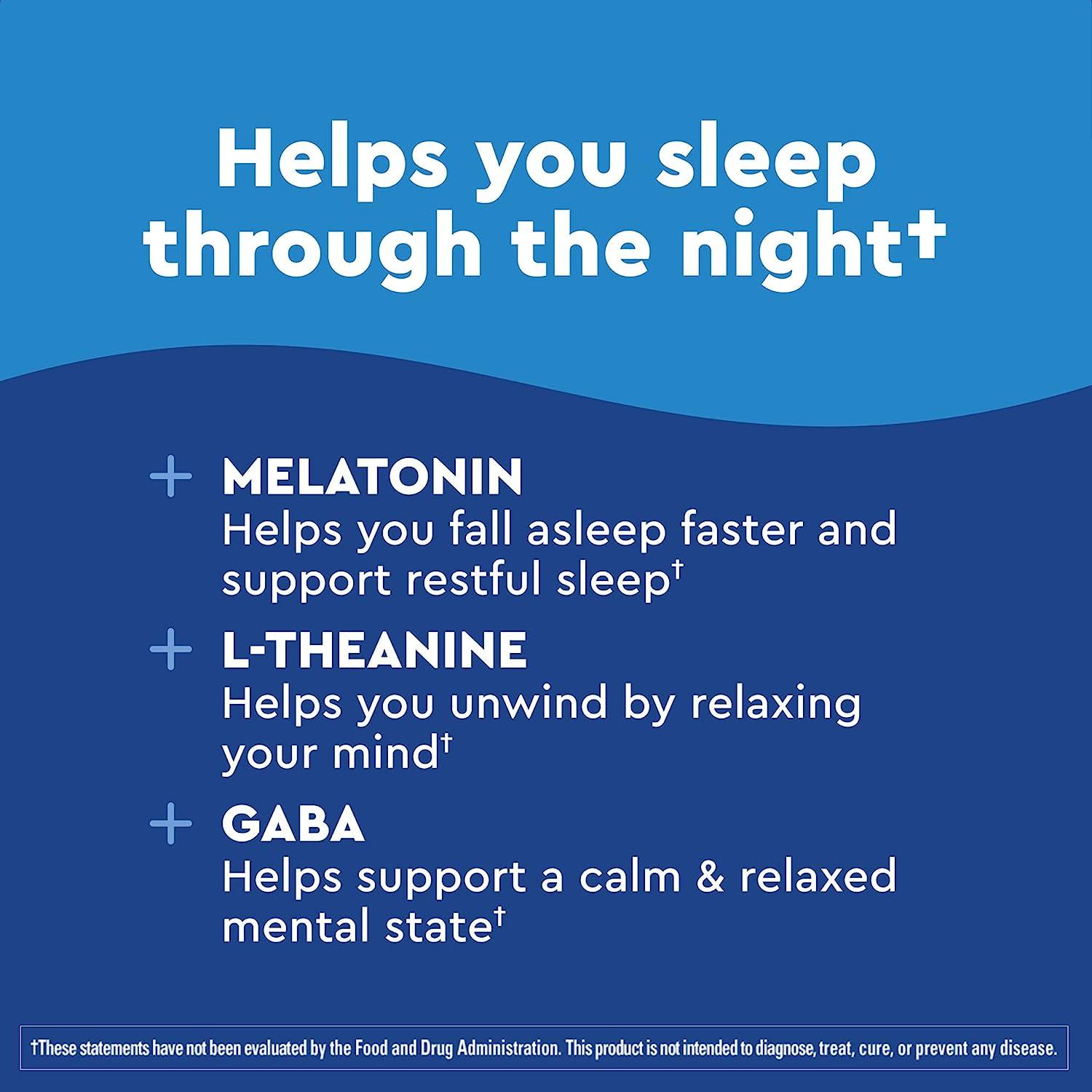 Nature Made Wellblends Sleep Longer: Melatonin 10mg, L-Theanine, & GABA ...