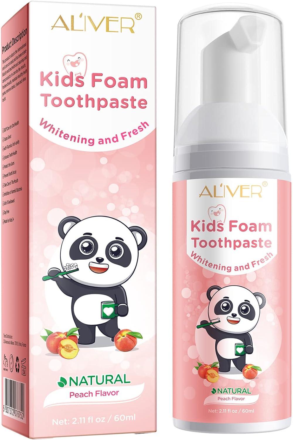 Peach Kids Foam Toothpaste | Low Fluoride | U-Shaped Toothbrush ...