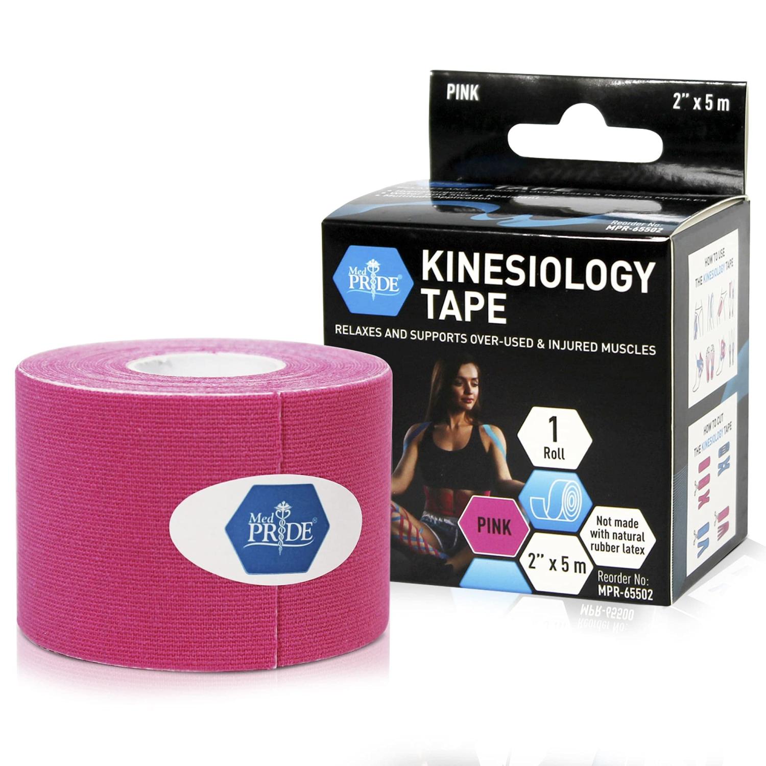Medpride Latex-Free Kinesiology Tape 2 x 16.4 Feet - Pink - Pain Relief ...