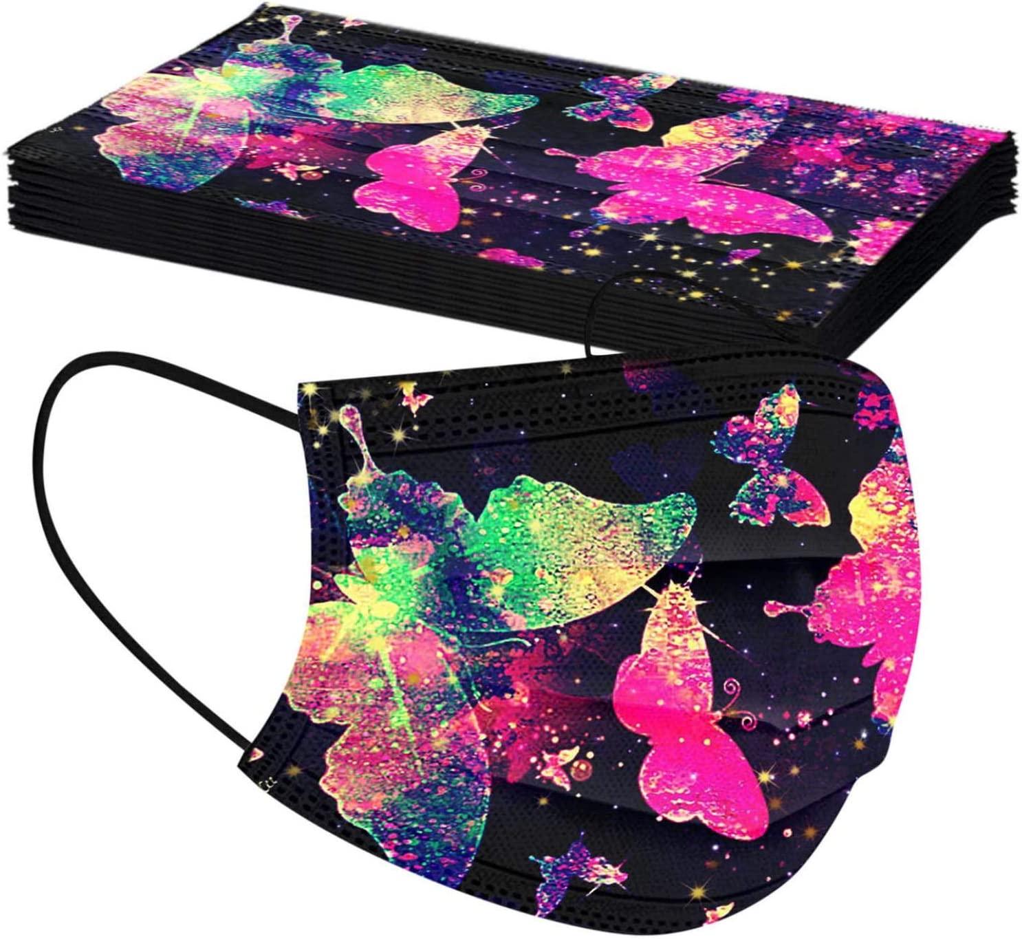 50 Pack Cute Butterfly Printed Disposable Face Masks for Adults - Full ...