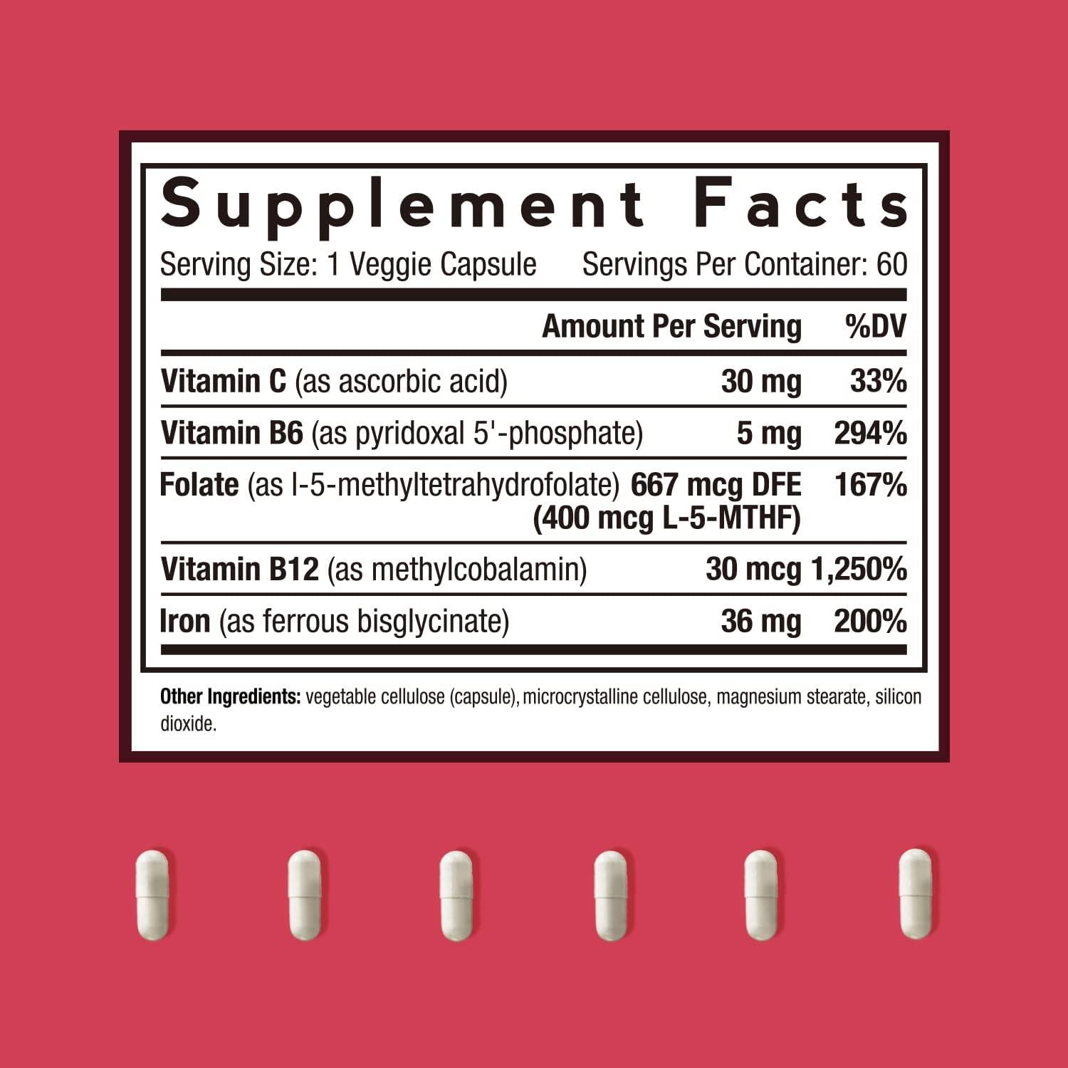 Doctor's Recipes Iron Supplement 36mg - Enhanced Absorption with ...