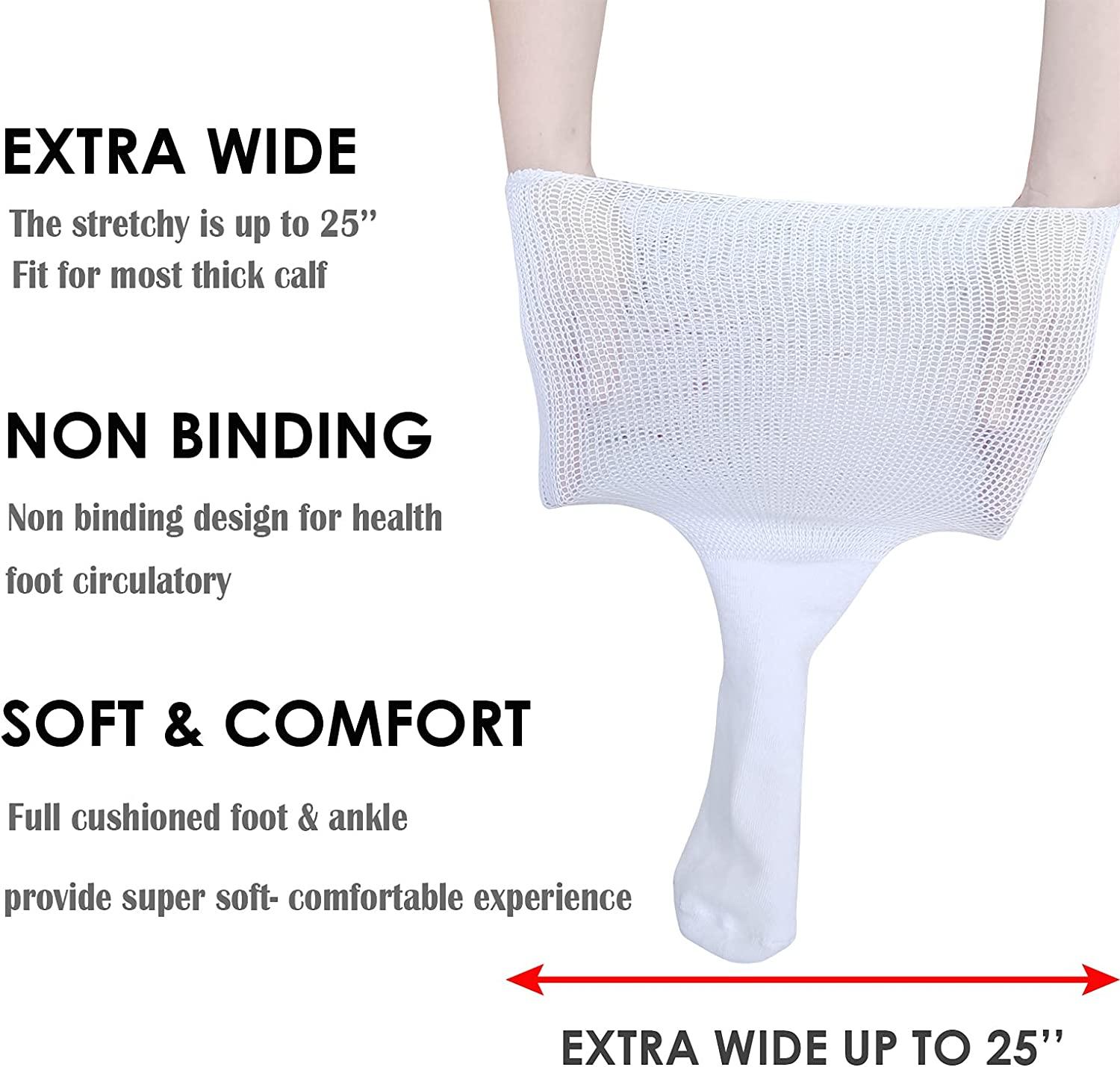 Extra Wide Lymphedema & Swollen Feet Socks - 2 Pairs (White ...