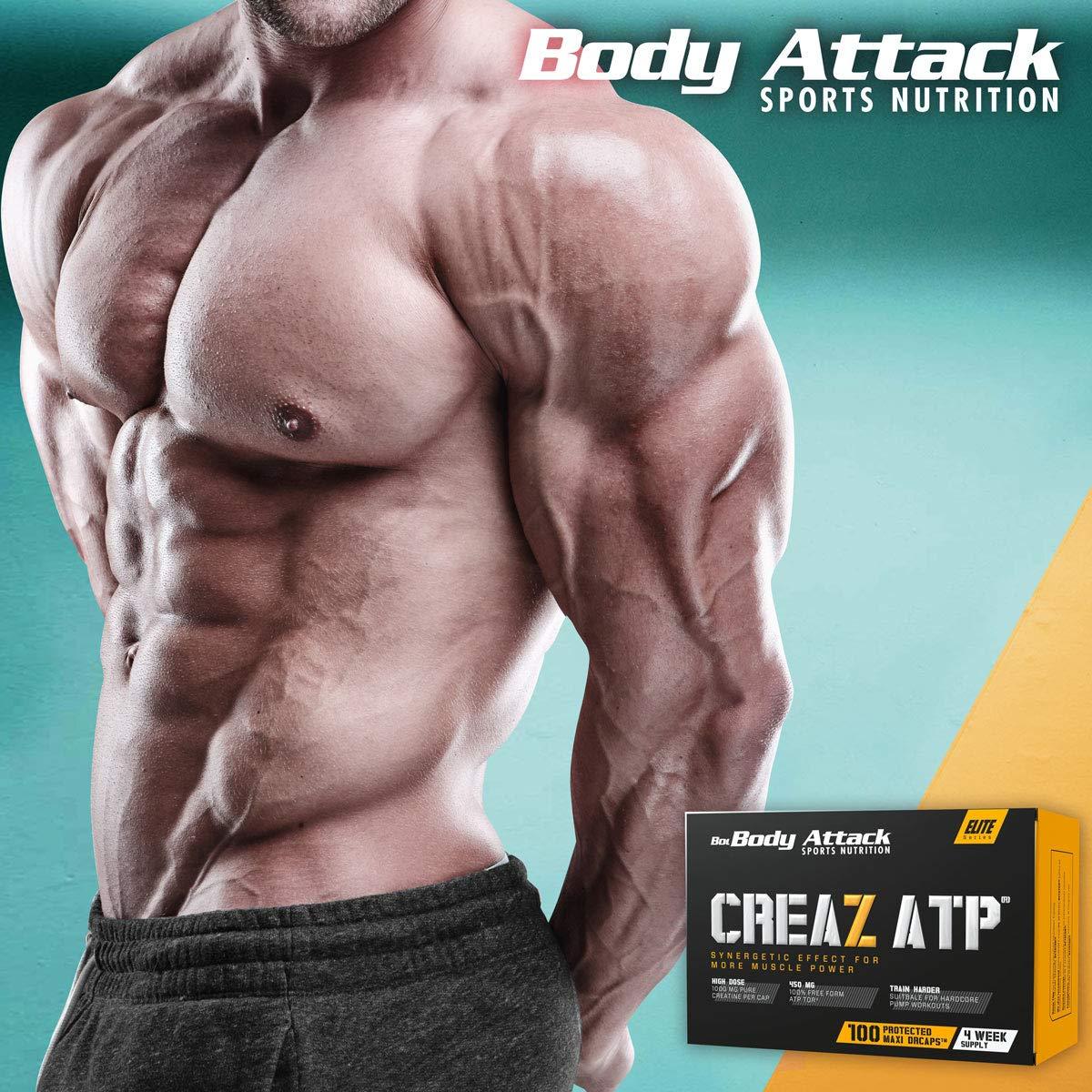 Buy Body Attack Creaz ATP - Pure Vegan Creatine Capsules | High Dosage 2 x 100 Maxi Caps - Fast ...