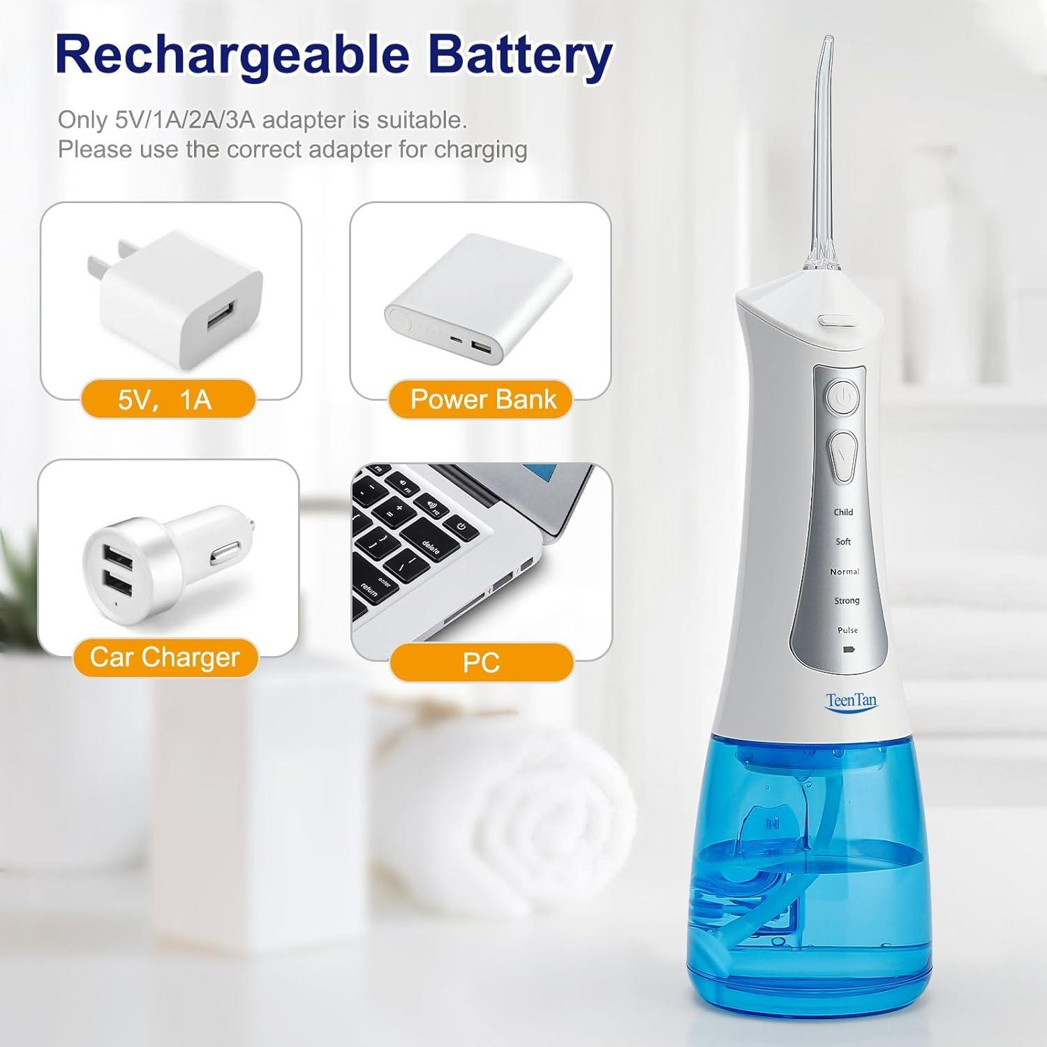 Power Water Flosser for Teeth - Portable Electric Flosser with 5 ...