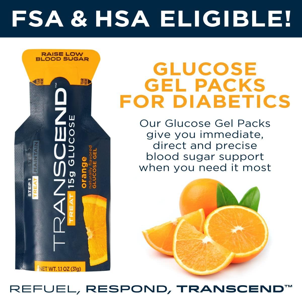 Transcend Glucose Gel Packs - Orange - 15 Pack (1.1oz Each) - FSA/HSA ...