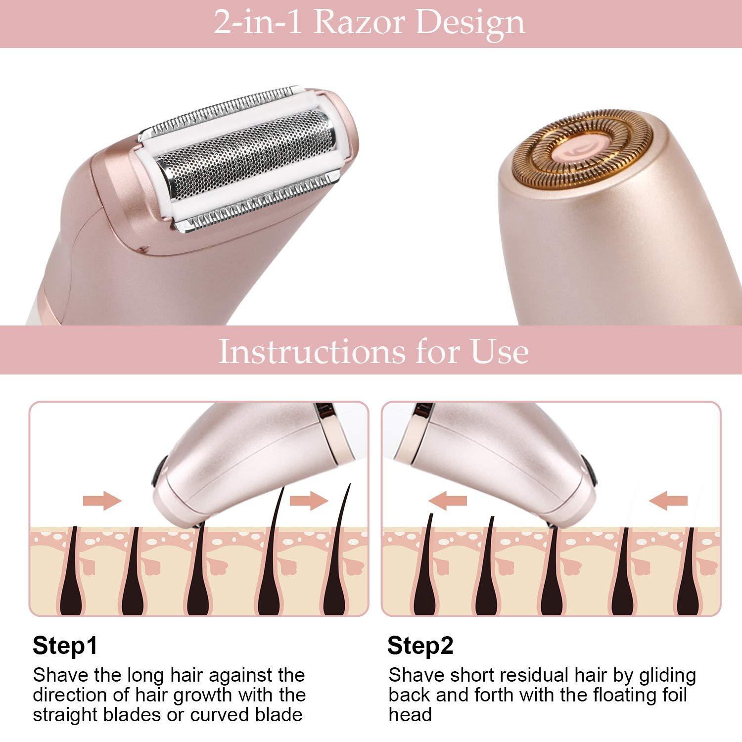 RenFox Electric Razor for Women - 2 in 1 Face and Body Shaver ...
