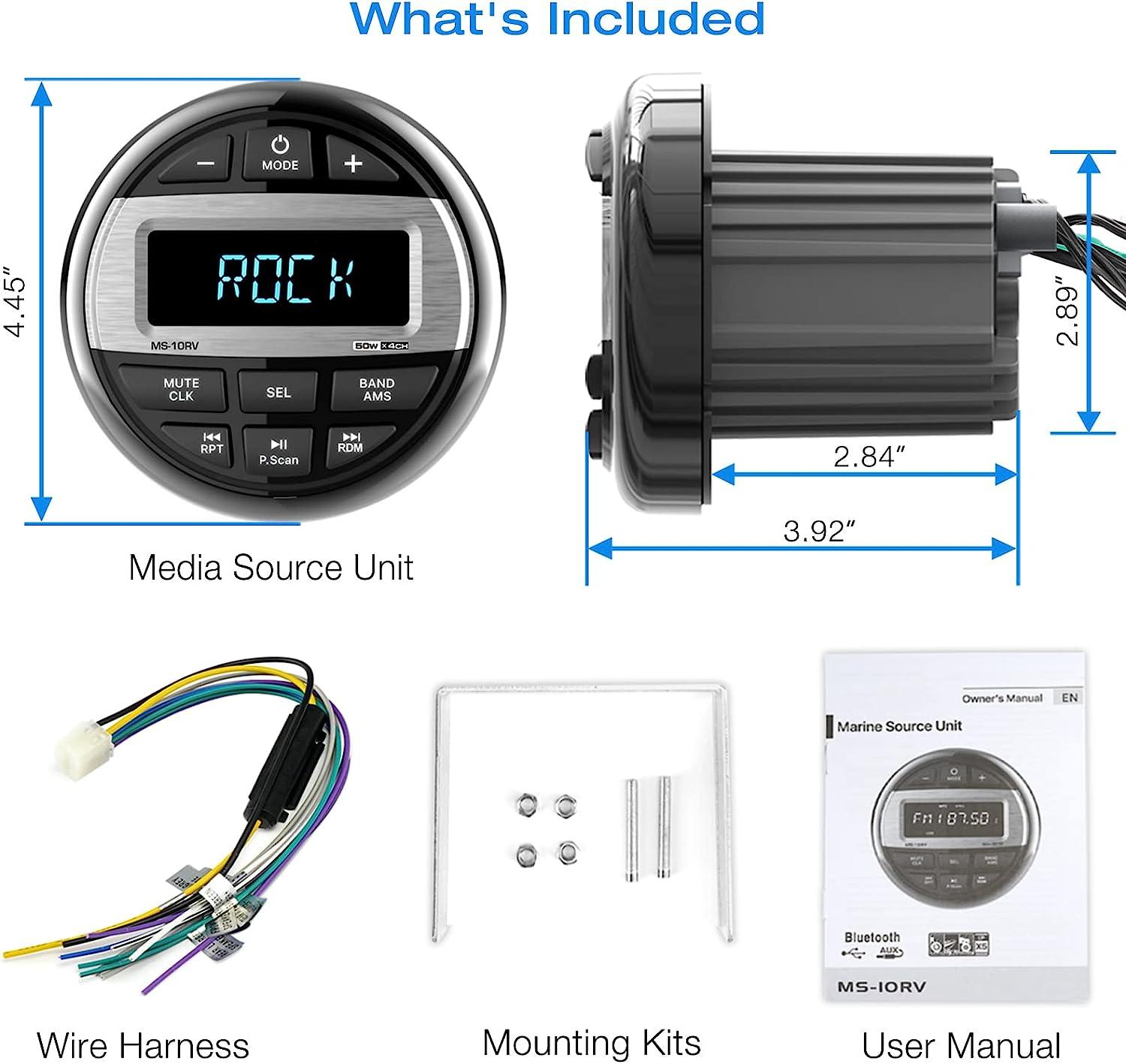 Bluetooth Marine Radio Boat Stereo - Waterproof Digital Audio Receiver ...