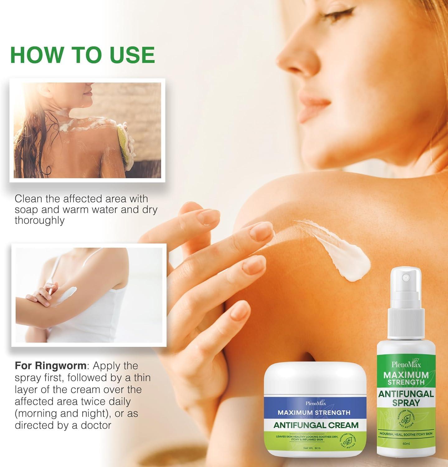 PLENO Ringworm Treatment - Antifungal Spray & Cream for Jock Itch ...