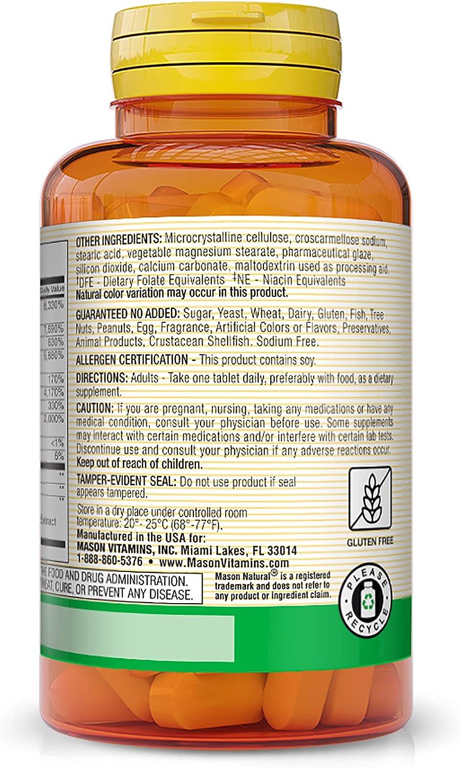 MASON NATURAL Ultra B-100 Complex 100 Tablets - Supports Healthy Heart ...