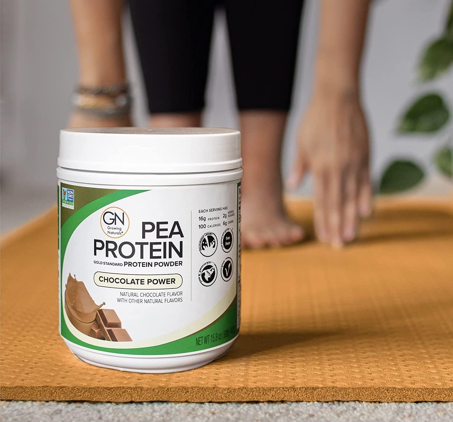 Growing Naturals Chocolate Gold Standard Raw Pea Protein Powder - 1lb ...