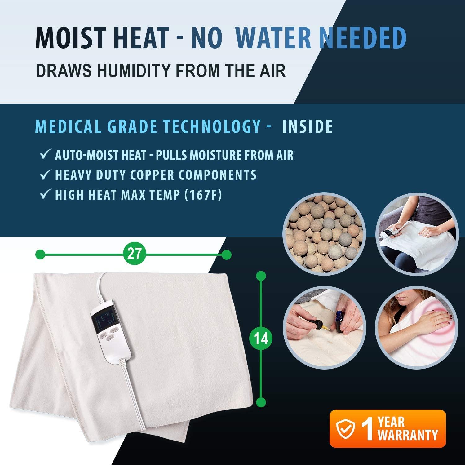 ThermoRelief Extra Hot Moist Heating Pad - Auto Shut Off for Cramps ...