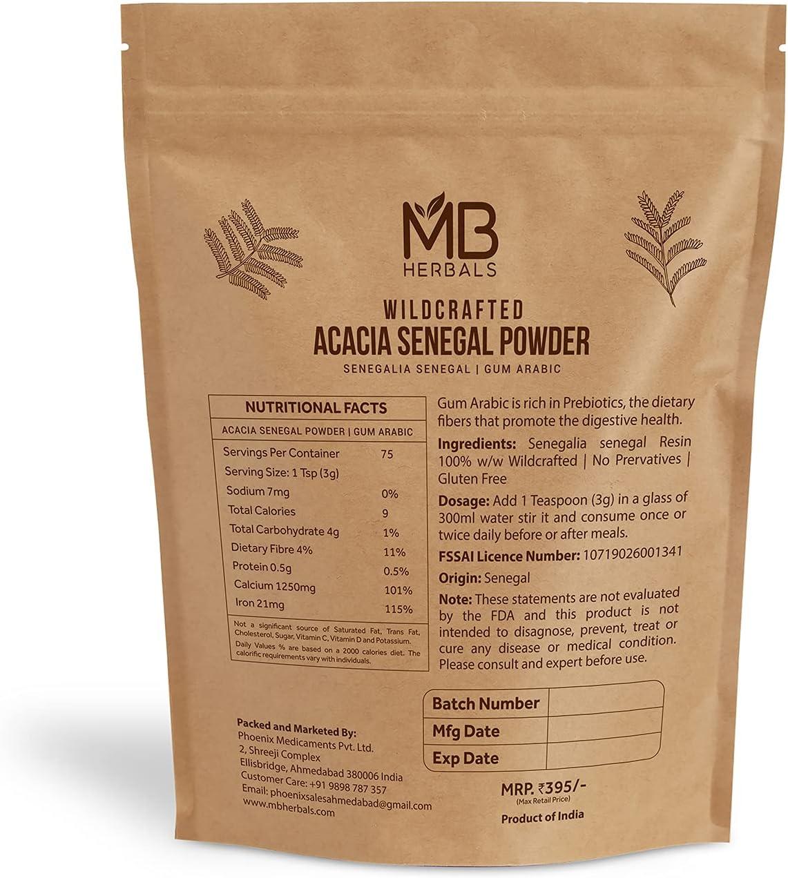 MB Herbals Acacia Gum Powder 227g - Wildcrafted Acacia Senegal Fiber ...