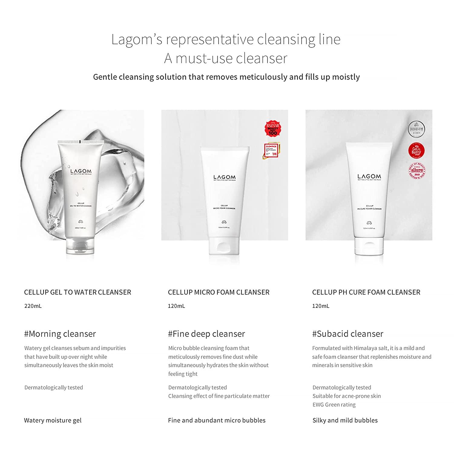 LAGOM Cellup Gel To Water Cleanser - Natural Vegan Daily Face Wash ...