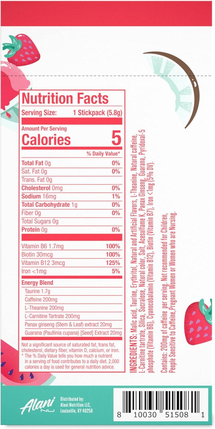Alani Nu Energy Stick Packets - Hawaiian Shaved Ice Flavor | 200mg ...
