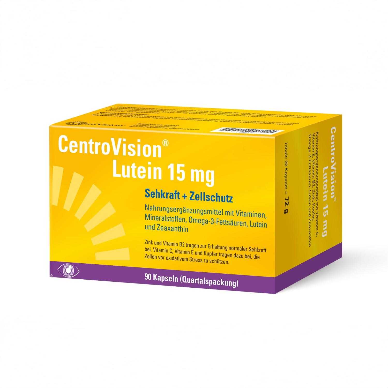 Centrovision Lutein 15 mg Eye Health Supplements with Vitamins & Omega ...