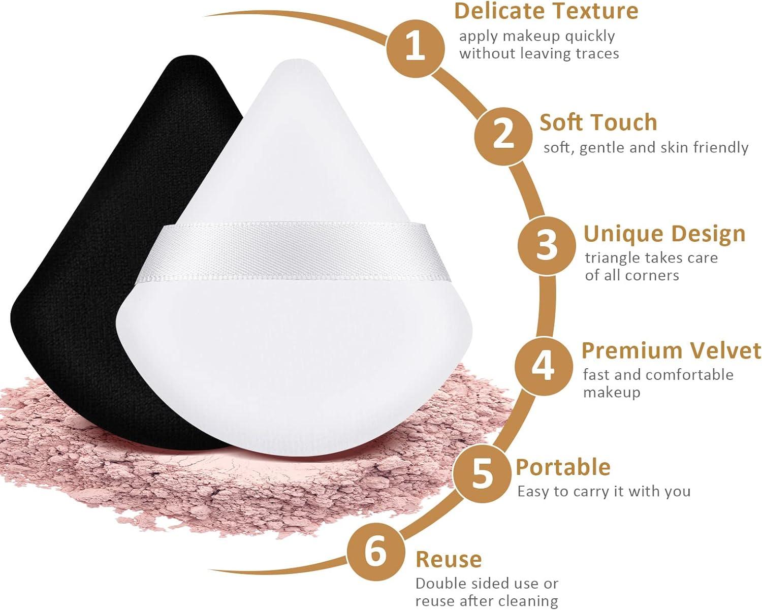 2PCS Velvet Powder Puffs Set - Reusable Makeup Sponge for Pressed and ...