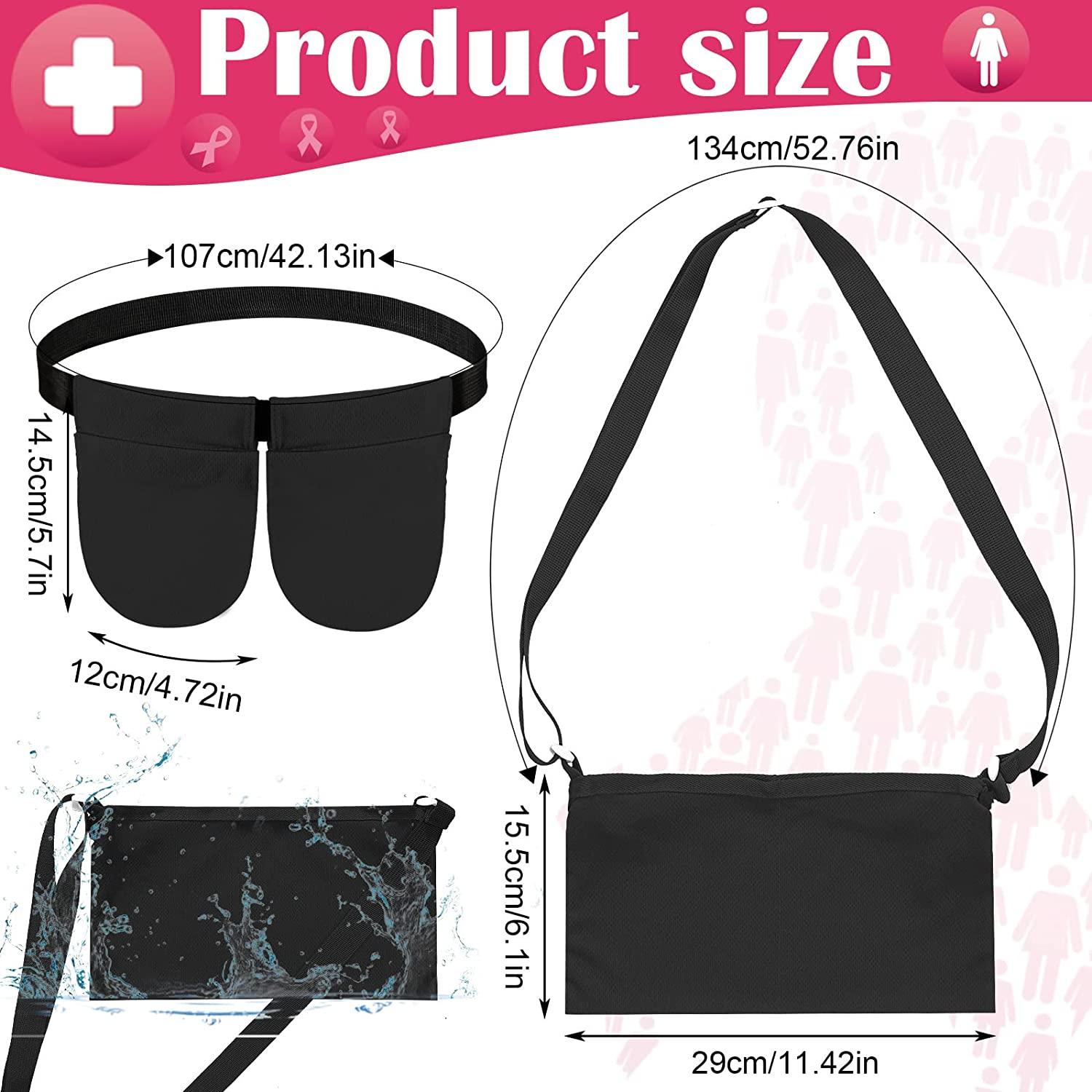 Adjustable Mastectomy Drainage Pouch with Shower Bag - Black Waist Belt ...