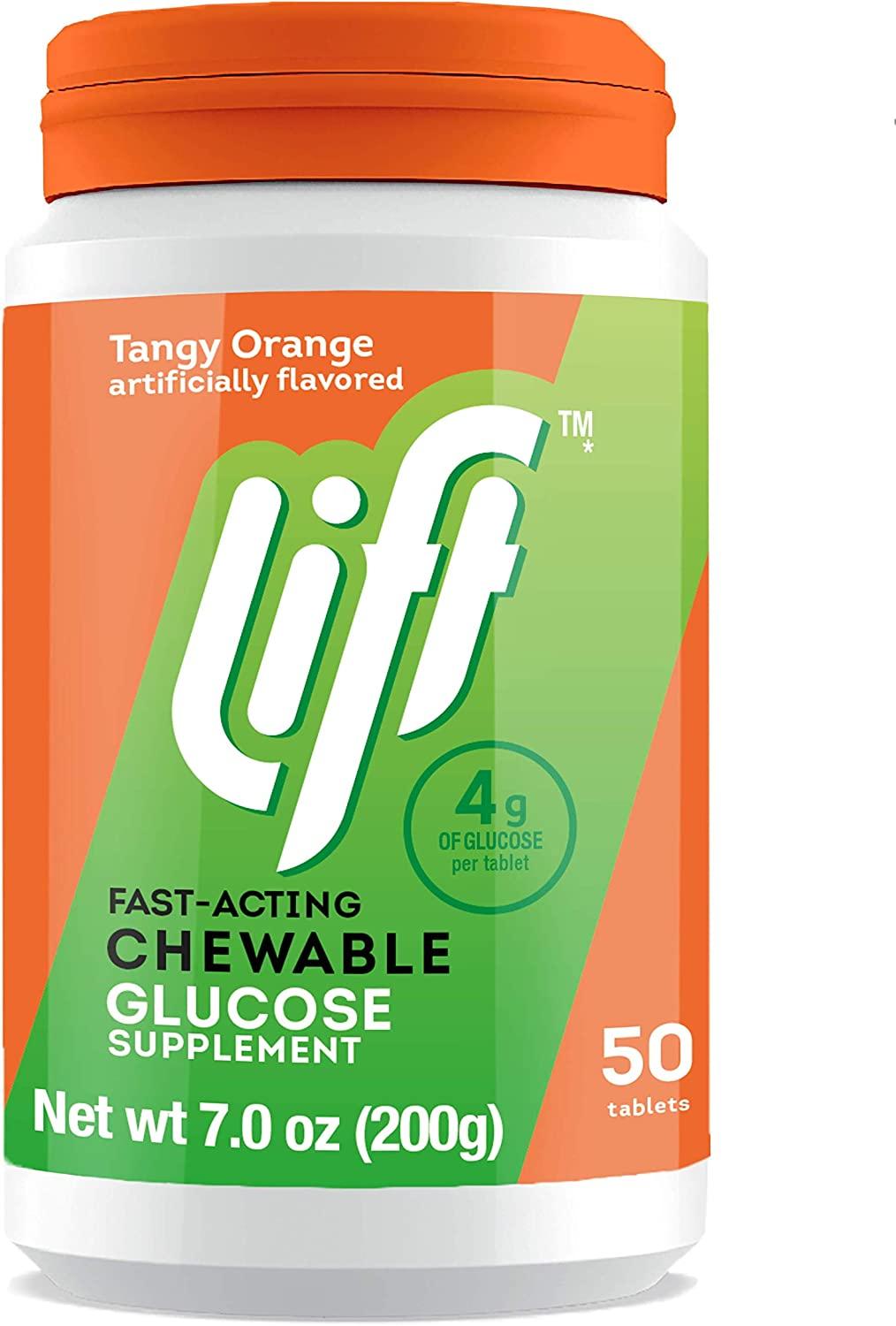 Lift Fast-Acting Glucose Chewable Energy Tablets - Orange 50 ct Jar ...