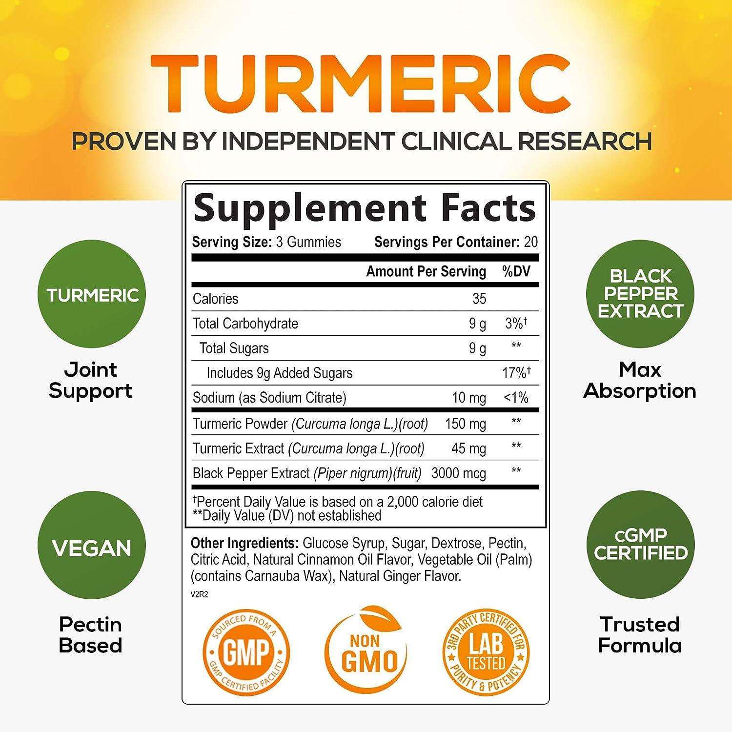 Turmeric Ginger Cinnamon Gummies - Vegan Turmeric Curcumin Gummy with ...