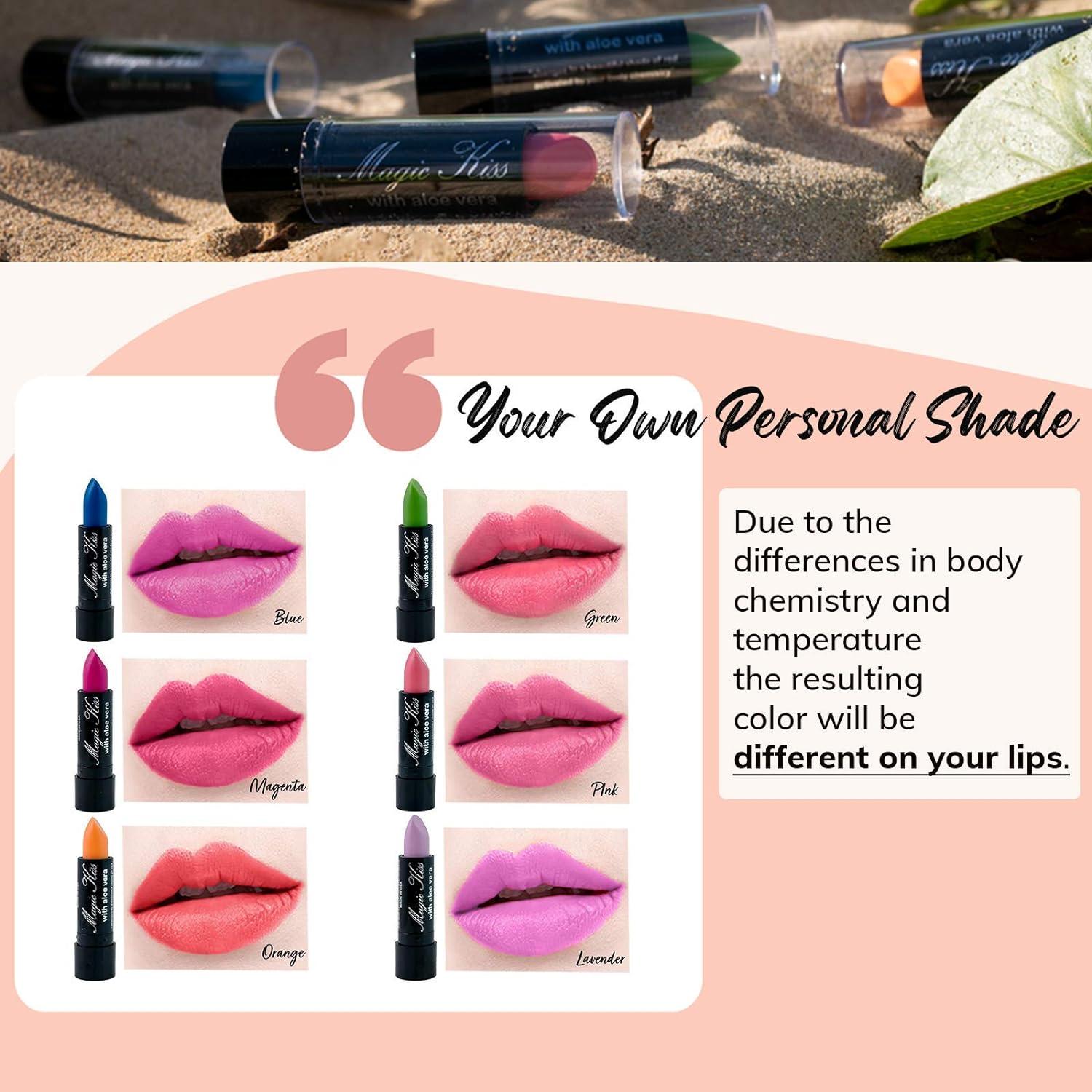 Magic Kiss Color Changing Aloe Vera Lipstick Set (Pack of 12) - Colors ...