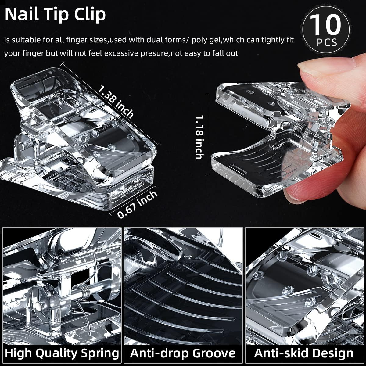 Weiyi 20 Nail Tip Clips - Quick Polygel Nail Shape Tool for Easy Nail ...