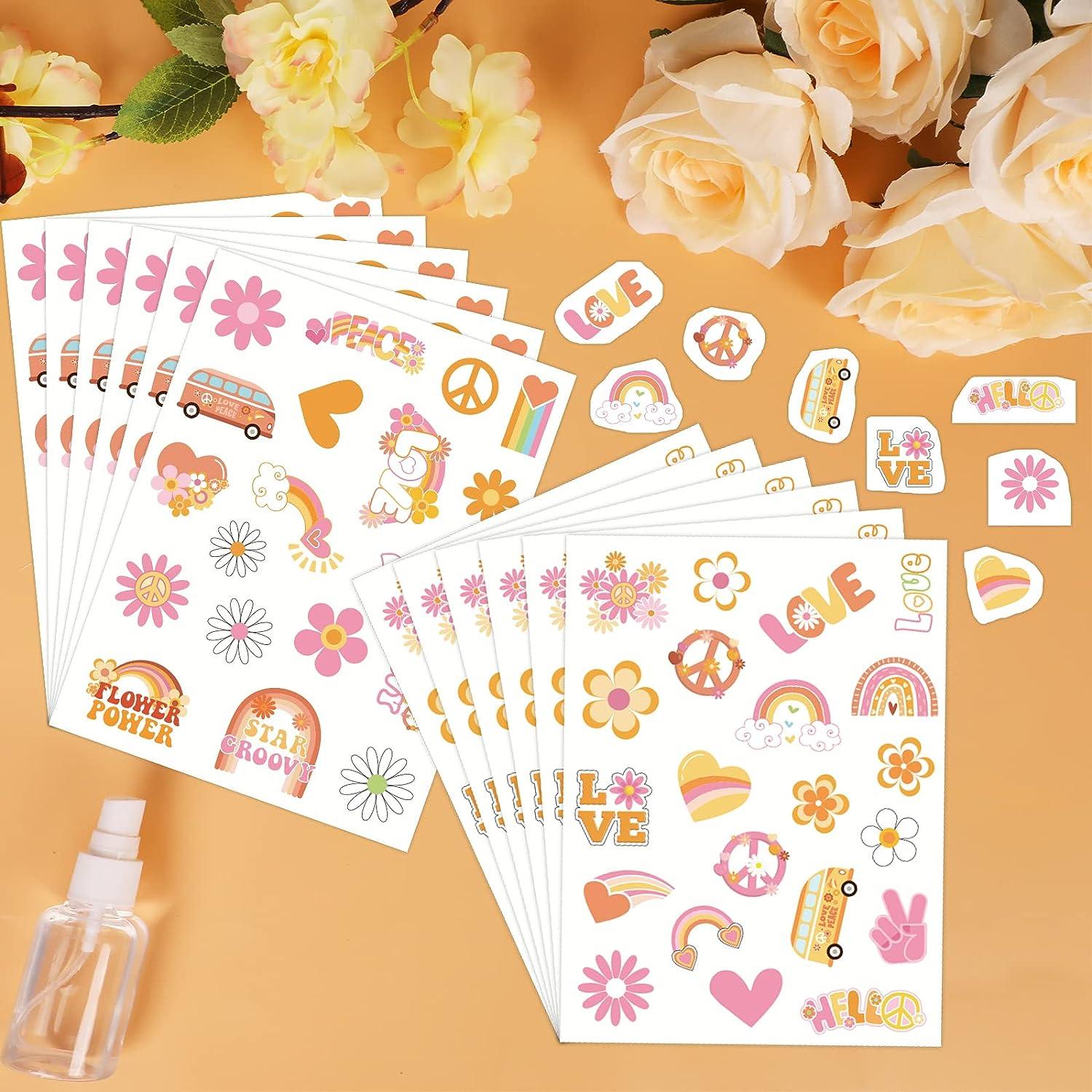 Hippie Theme Temporary Tattoos Stickers - 280pcs Assorted Groovy ...