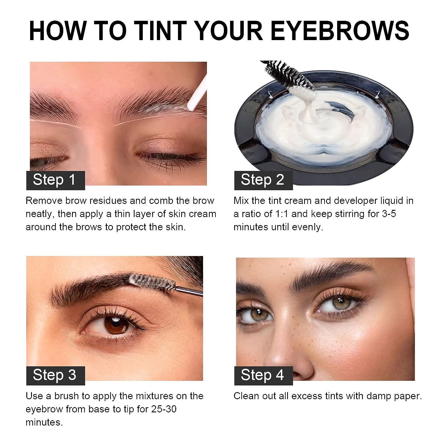 Eyebrow Tinting Kit - 2-in-1 Semi-Permanent Lash and Brow Coloring Kit ...