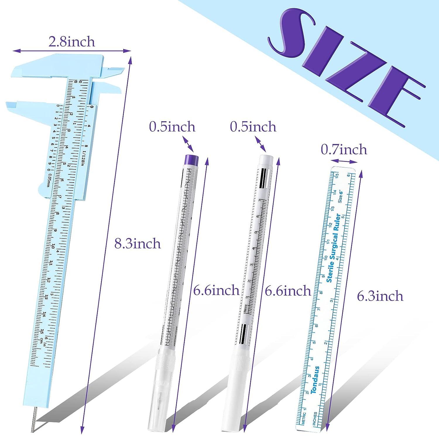 10 Pcs Eyebrow Tools Set: 2 Measuring Rulers, 4 Microblading Skin ...