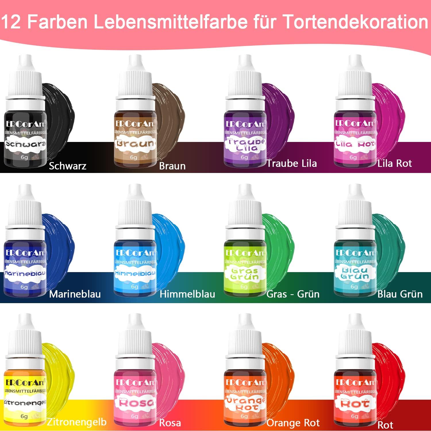 Food Color Gel Set - 12 Liquid Concentrated Colors for Cakes Macarons ...