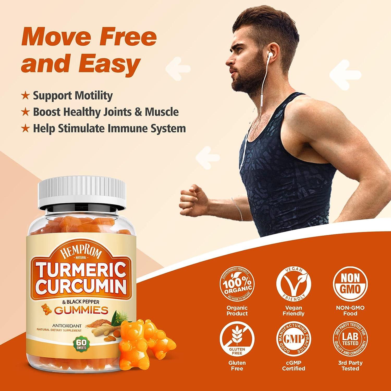 Turmeric Curcumin Gummies with Black Pepper Extra Strength Absorption ...