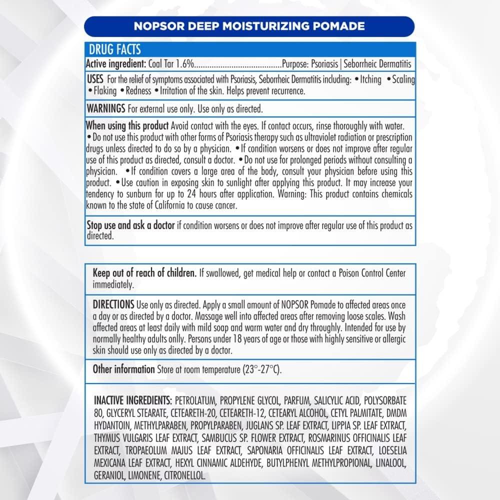 Nopsor Psoriasis DEEP MOISTURIZING Pomade - 4 Oz - Coal Tar & Salicylic Acid Formula for Calming ...