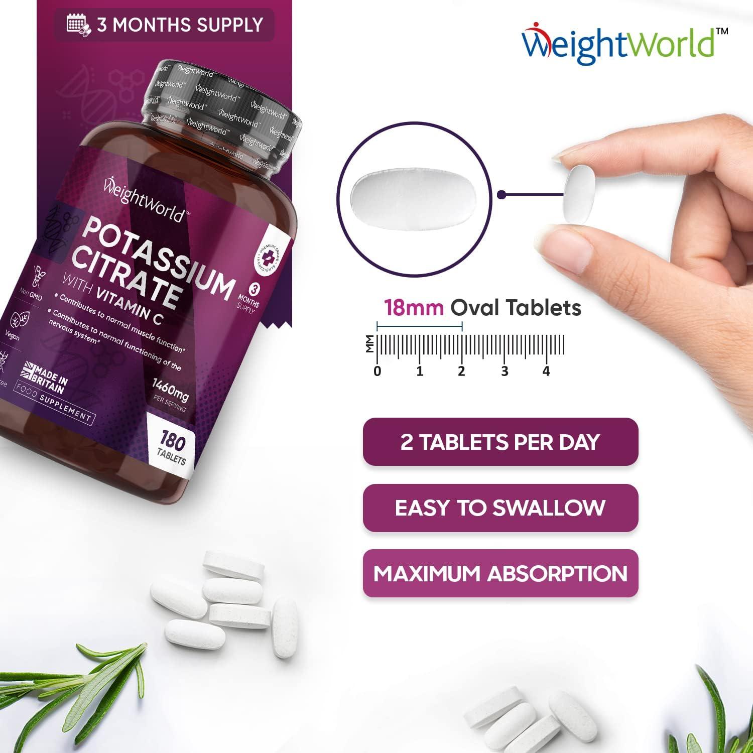 Potassium Supplement High Strength 1460mg with Vitamin C - Electrolytes ...