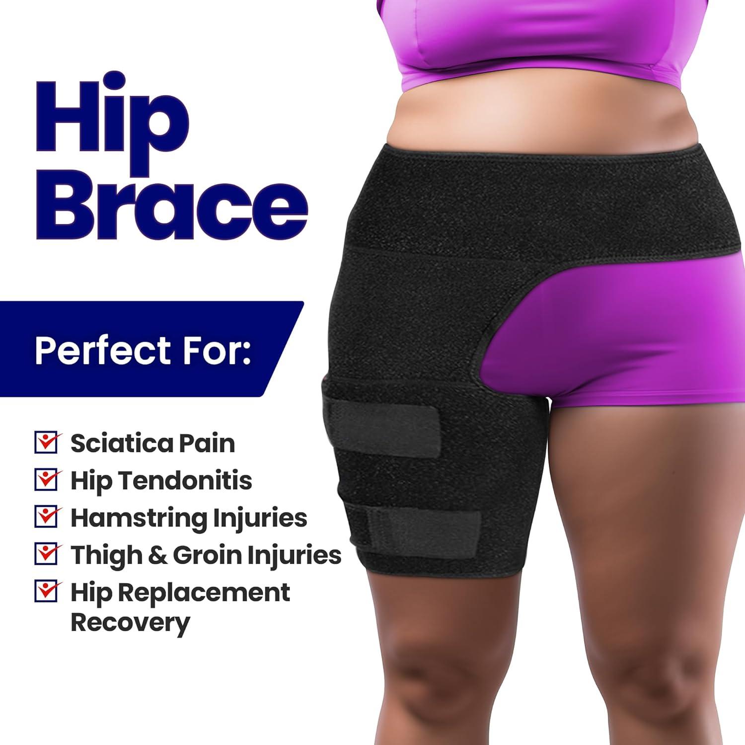 Large LEFT Hip Brace Thigh Compression Sleeve for Hip Pain Relief ...