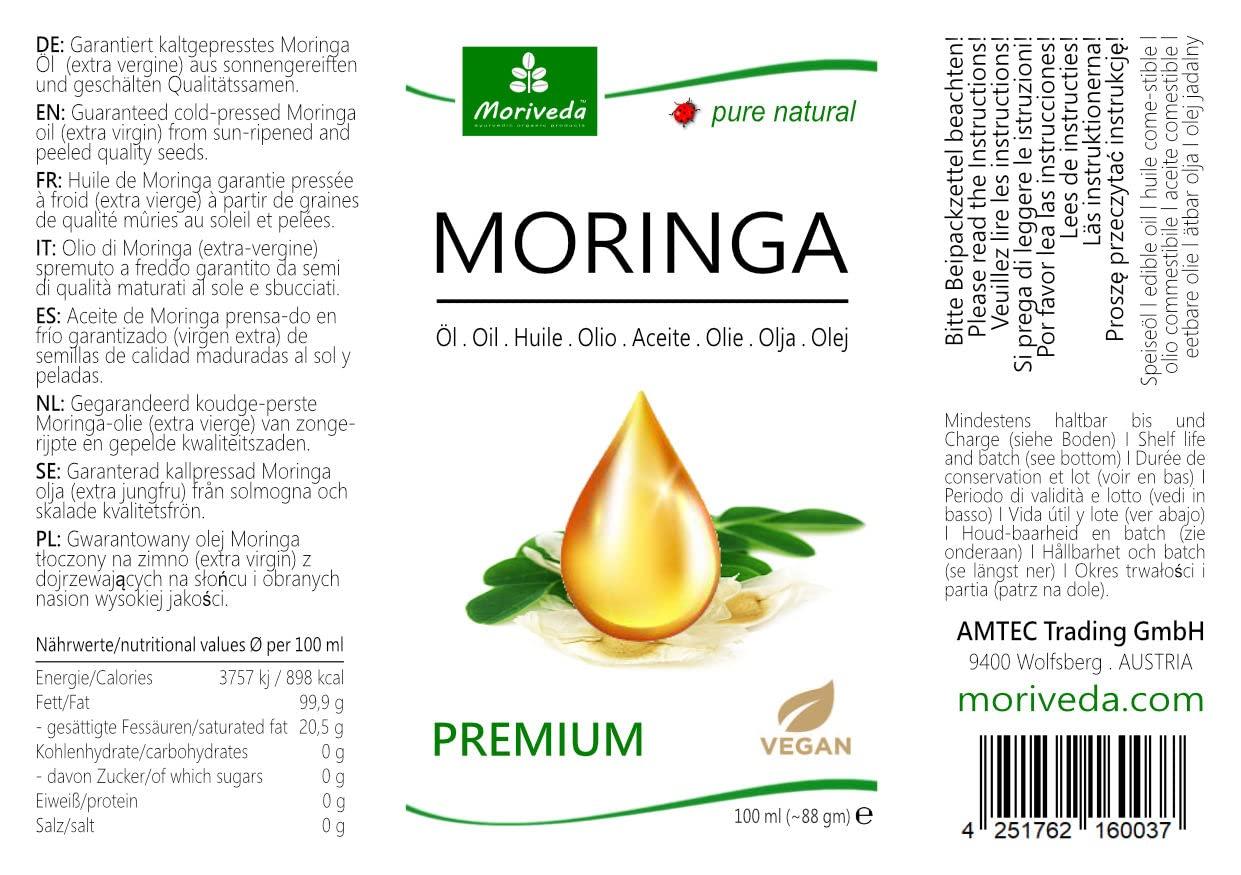 Moringa Oil Premium 100ml | Cold-Pressed Oleifera Seed Oil for Skin ...