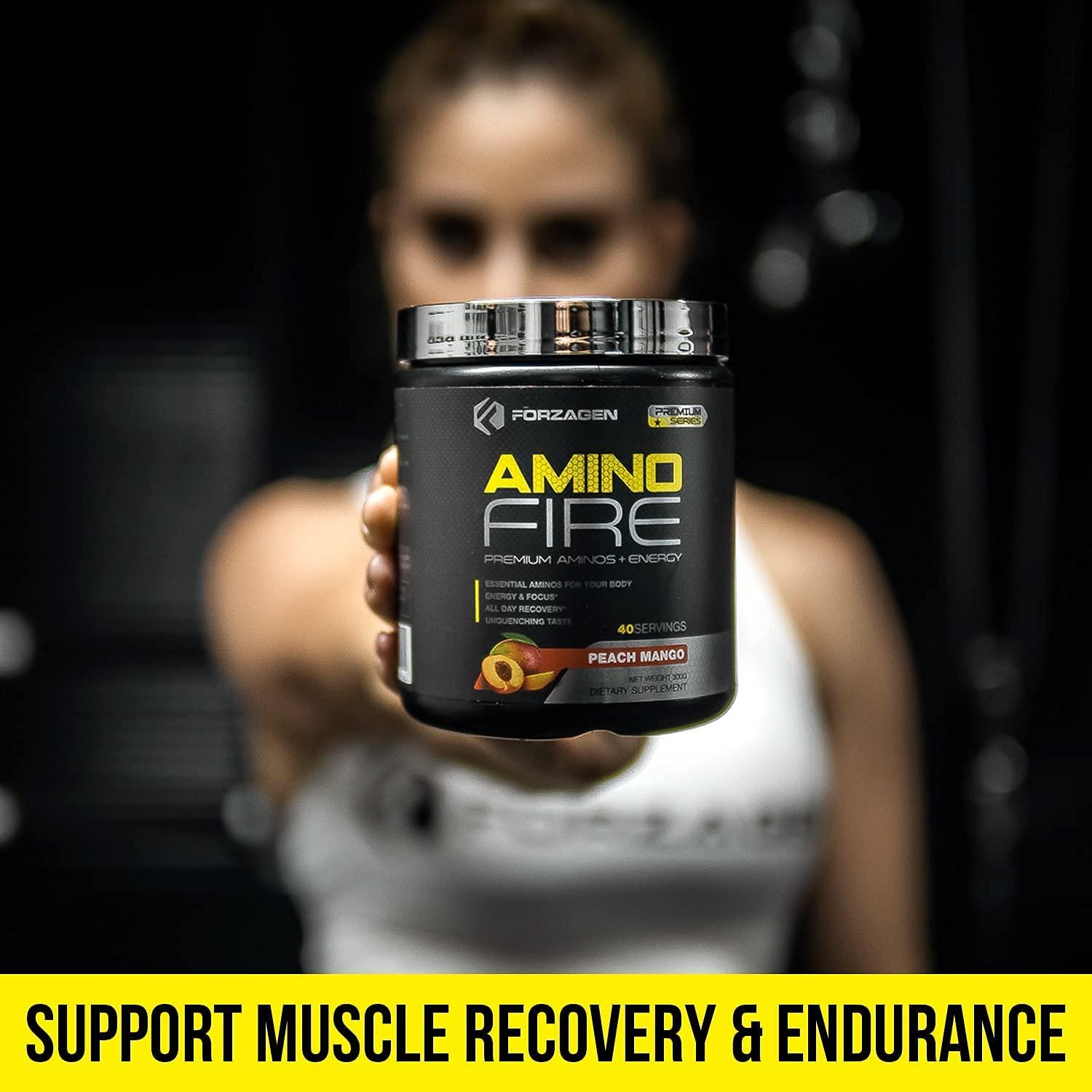 Forzagen Amino Fire 40 Servings Energy Blend with BCAAs - Peach Mango ...