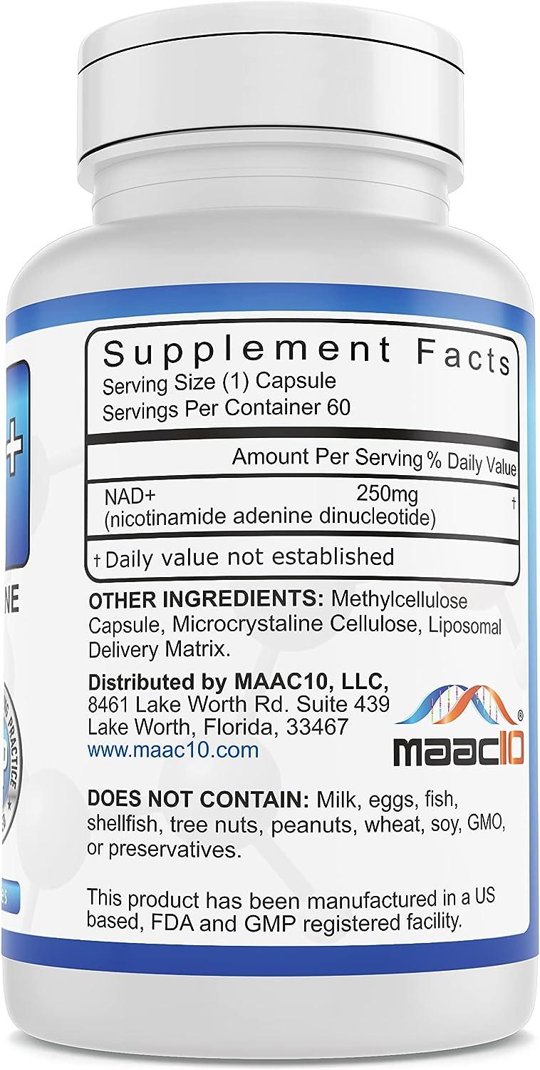 MAAC10 Actual NAD+ 500mg Supplement - Liposomal NAD+ for Enhanced Absorption | Alternative to ...