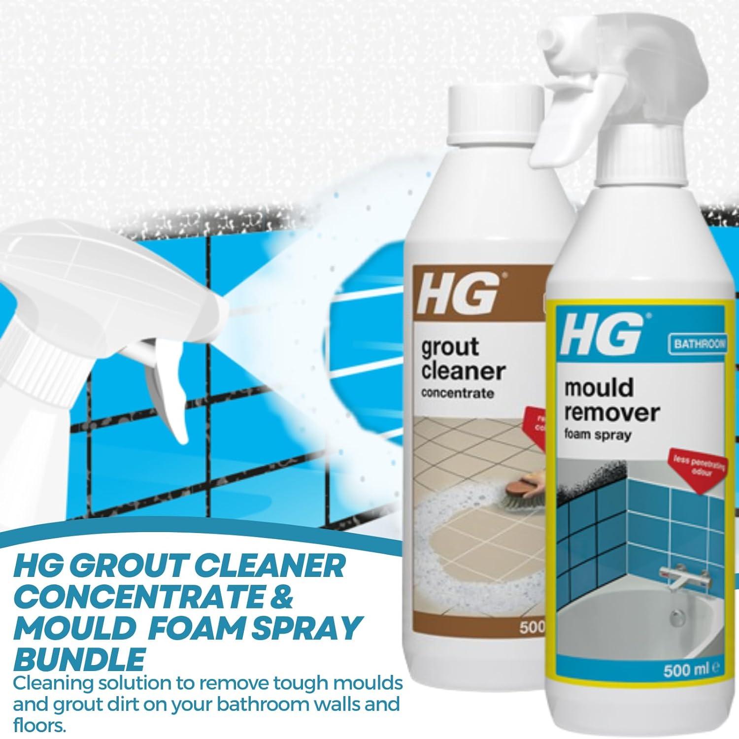 HG Grout Cleaner Concentrate 500ml HG Mould Remover Foam Spray 500ml 2x ...