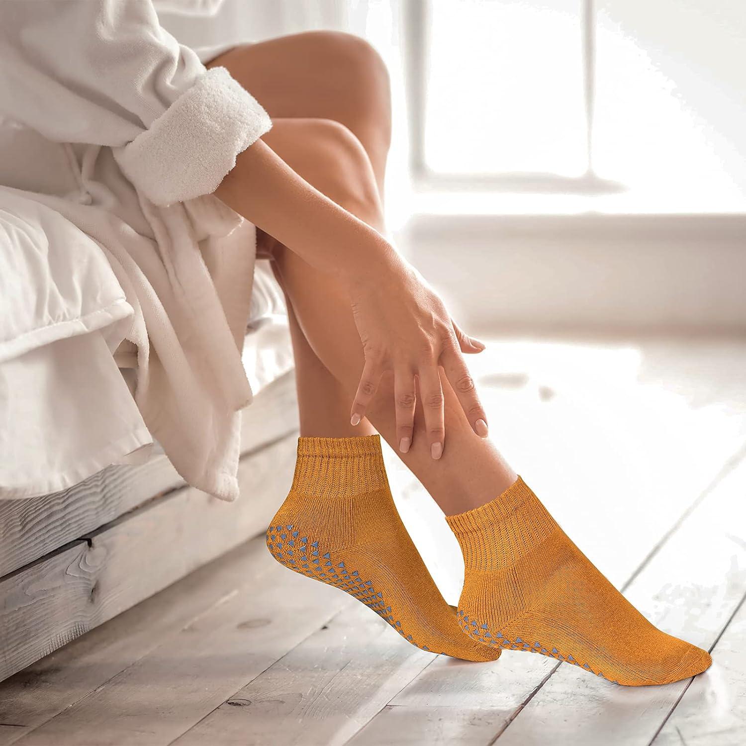 Wide Non-Skid Grip Socks for Lymphedema Swollen Feet - 3 Pairs (Apricot ...