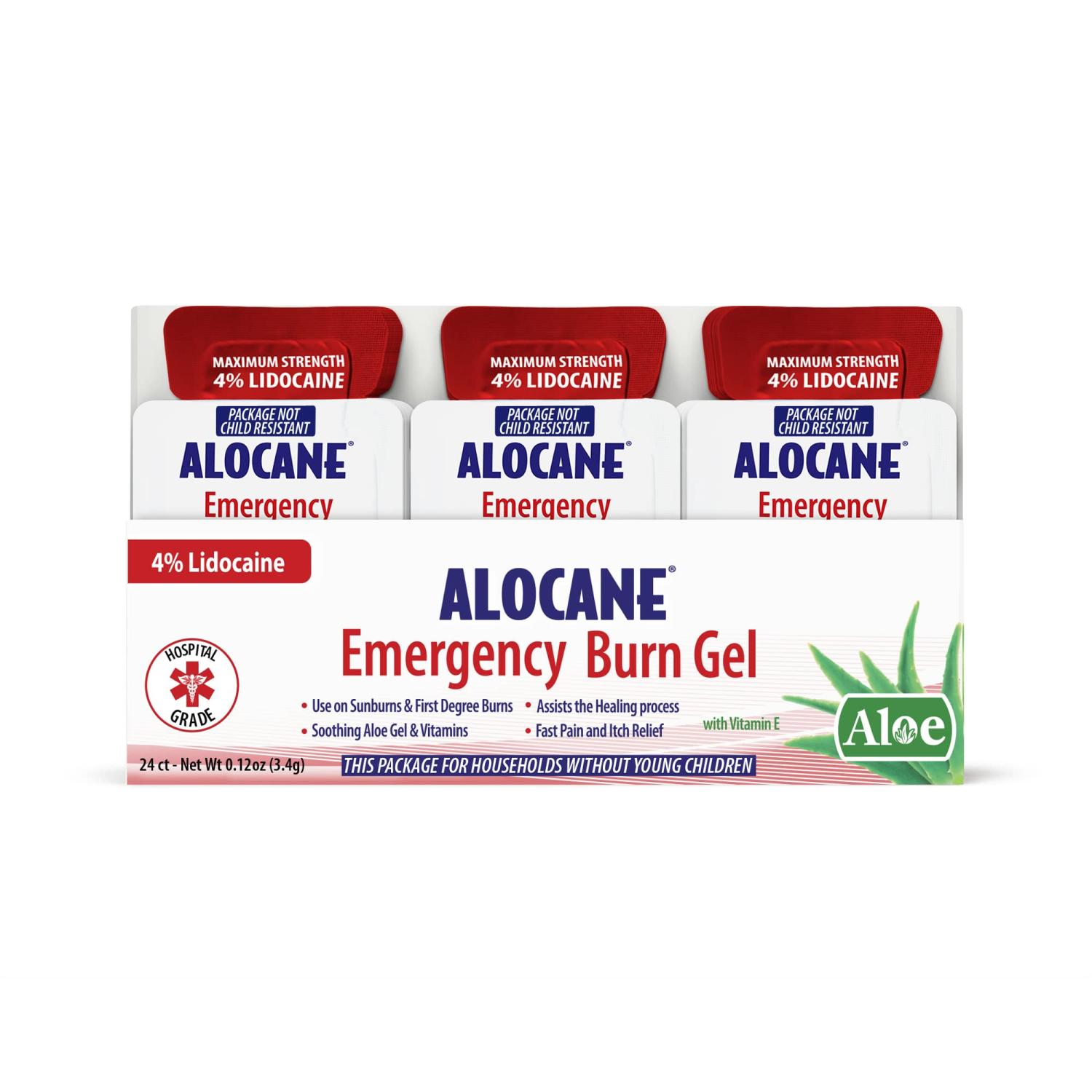 Alocane Emergency Burn Gel 4% Lidocaine Individual Packets - 24 Ct ...