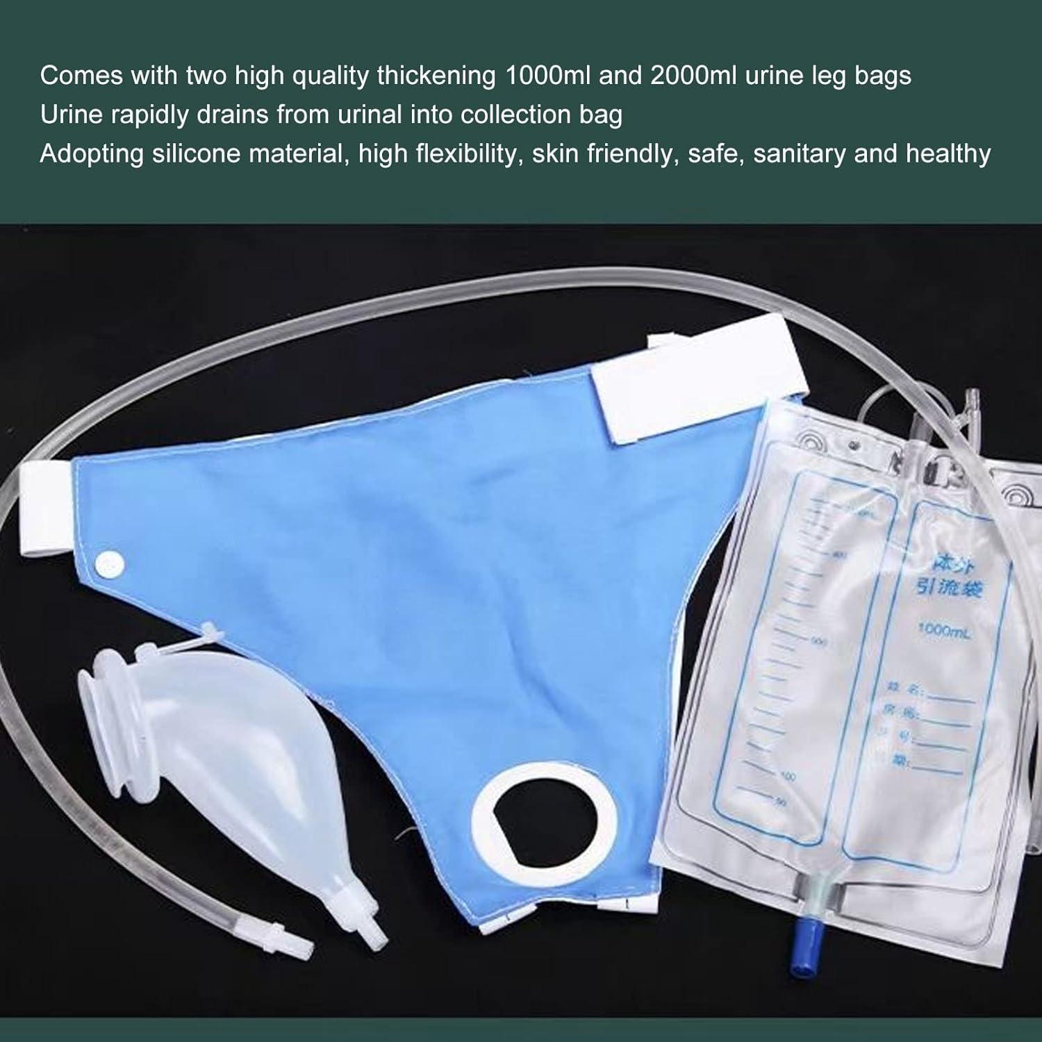 Male Urine Bag Collector with Catheter Duct - Reusable 1000ML/2000ML ...