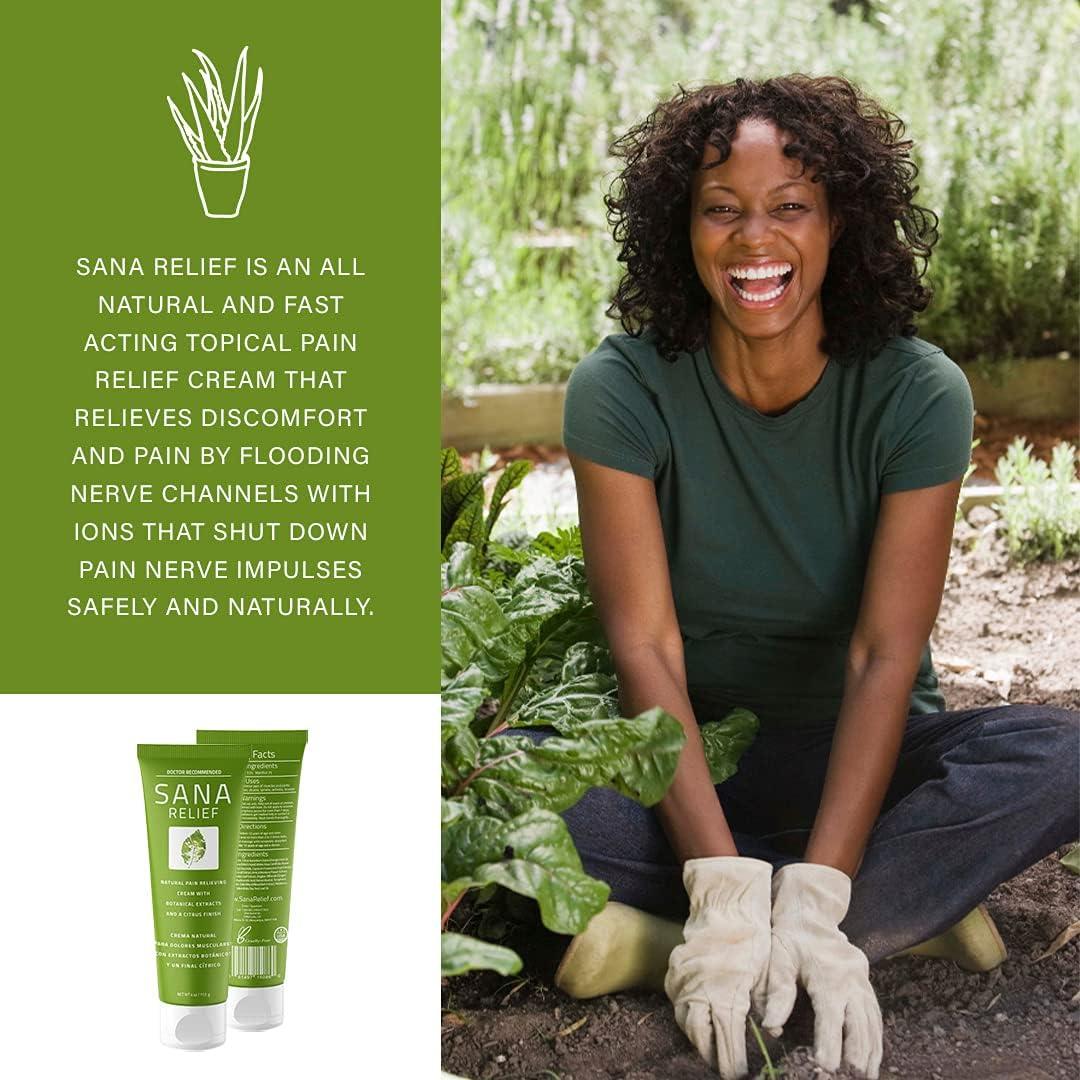 SANA RELIEF 4oz - All Natural Fast Acting Topical Pain Relief Cream for ...