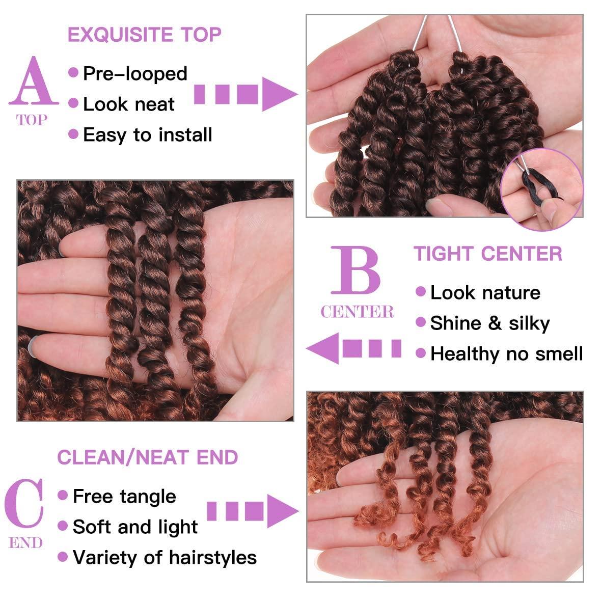 ZRQ Short 8 Packs Pre-twisted Bob Passion Twist Crochet Hair 12 Ombre ...