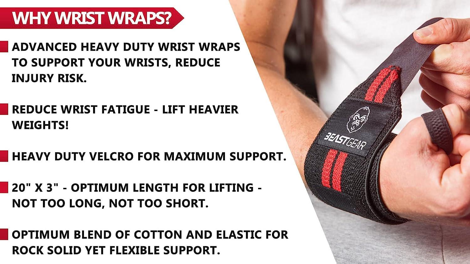 Beast Gear 20 Wrist Wraps for Weightlifting - Wrist Support Straps with ...