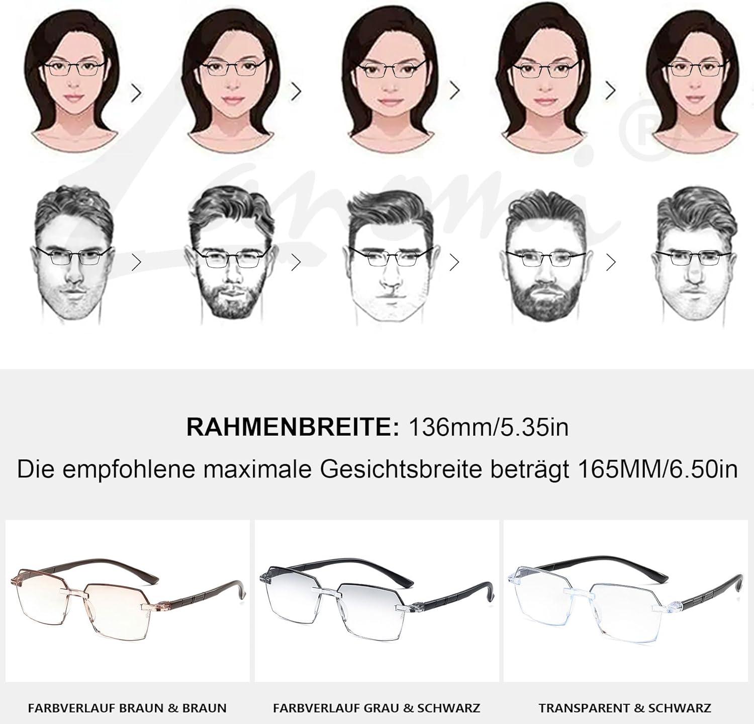 Lanomi 3 Pairs Frameless Reading Glasses for Men & Women - Blue Light ...