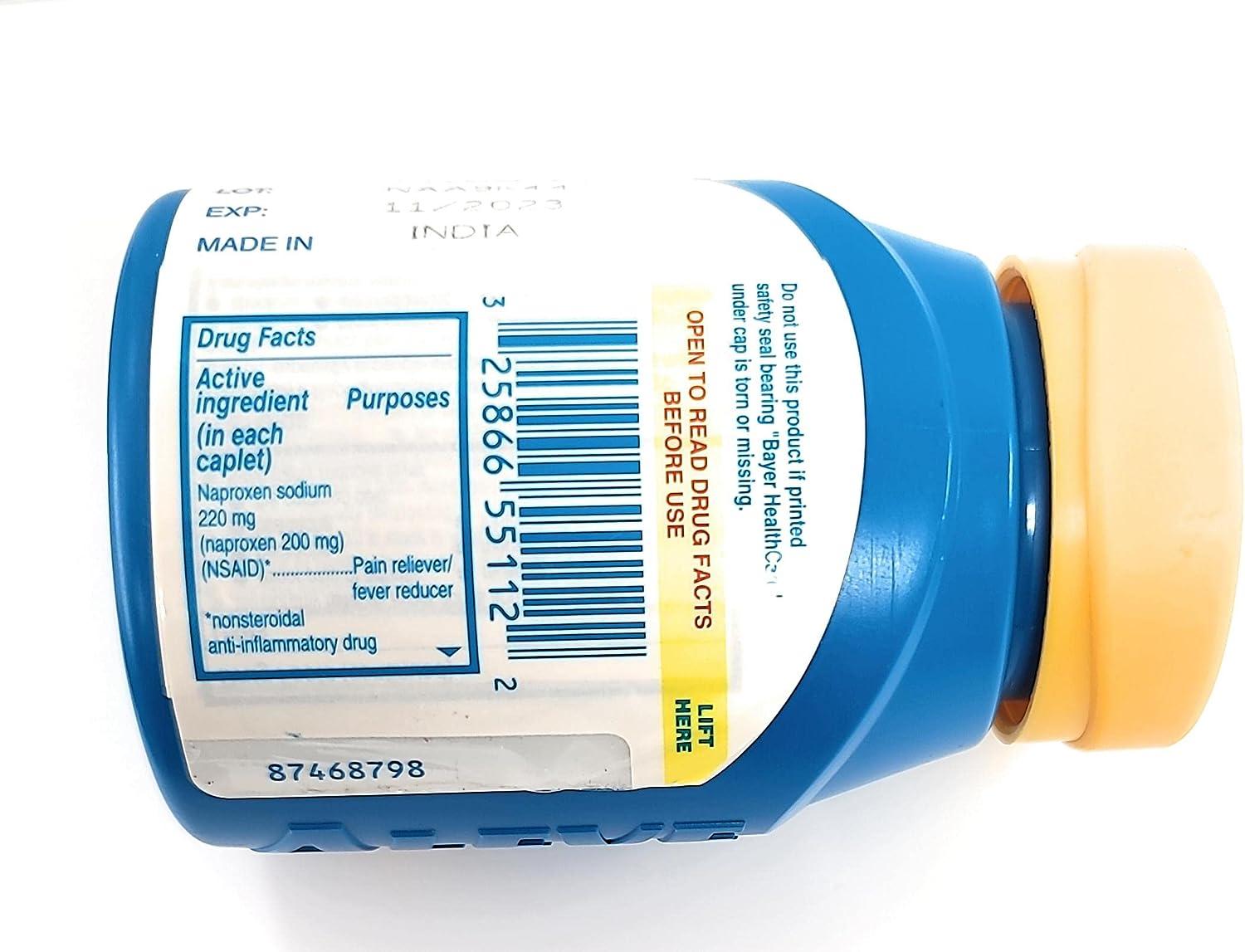 Aleve Naproxen Sodium 220mg - 320 Caplets - Pain Reliever/Fever Reducer ...