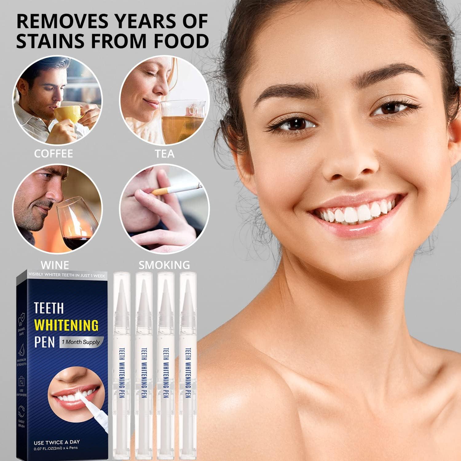 Teeth Whitening Pen 4 Pack, Brighten Your Smile in Just 1 Week with ...