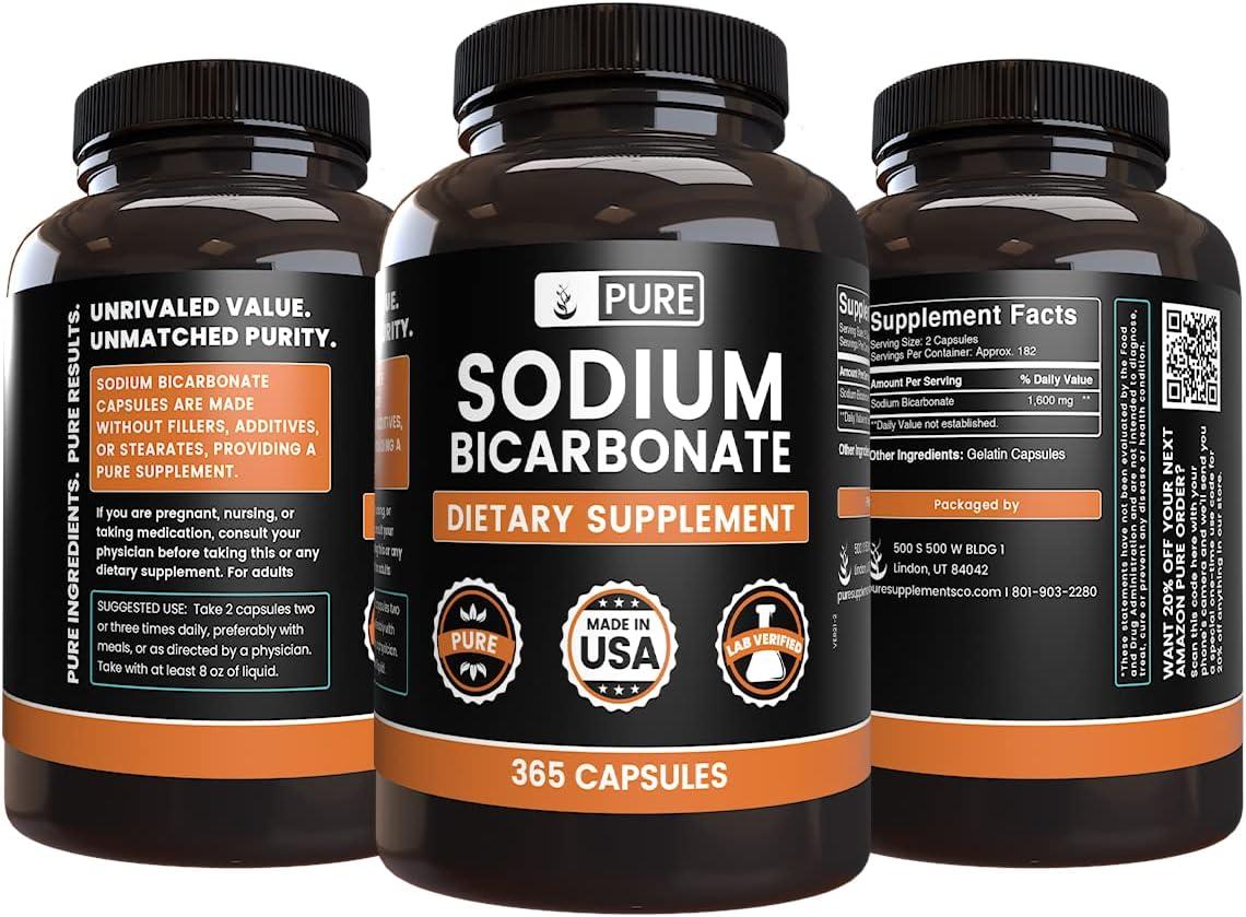 Sodium Bicarbonate Capsules - Natural Antacid 365 Count | Buy Now with ...