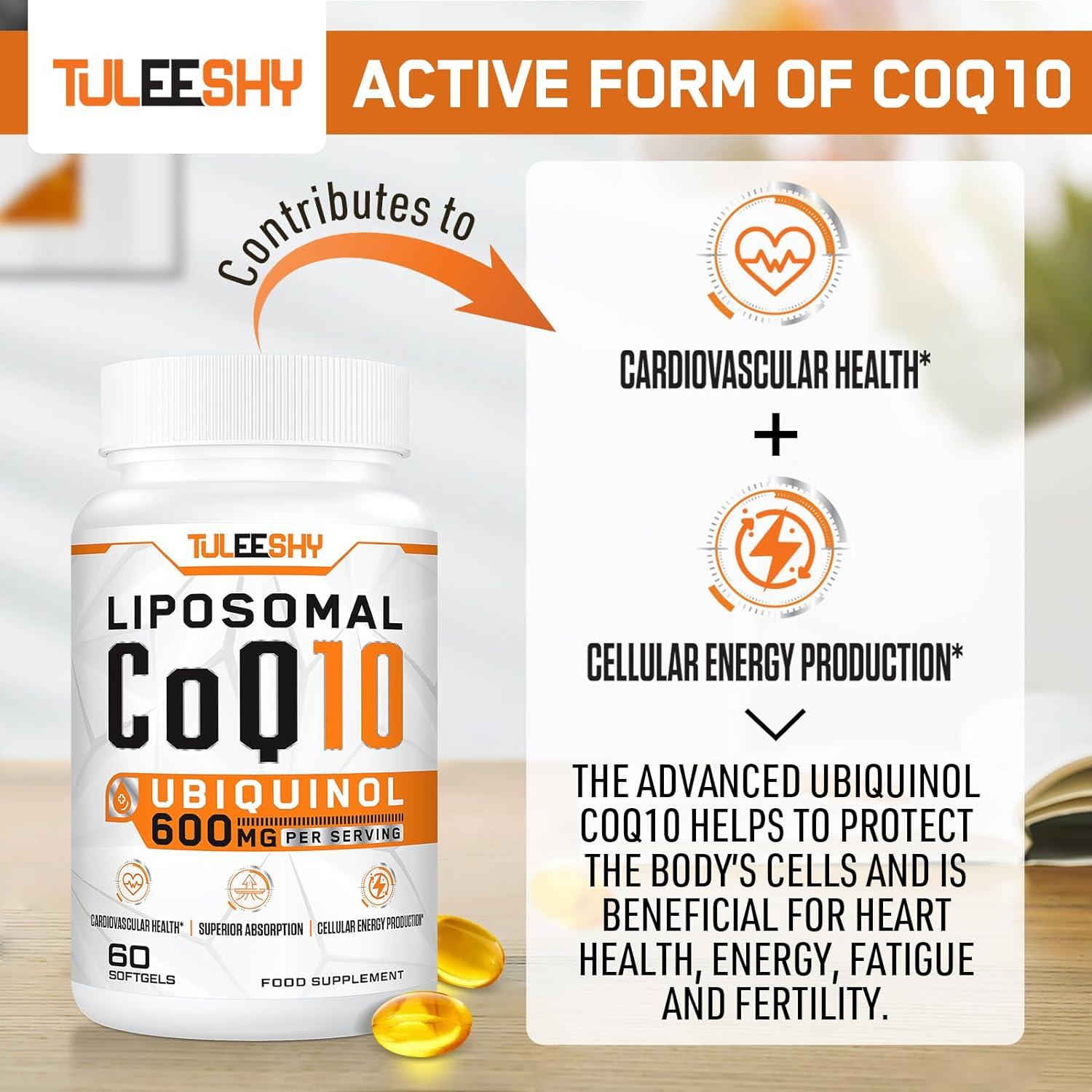 High Potency 600mg Ubiquinol CoQ10 with Liposomal Absorption - Powerful ...