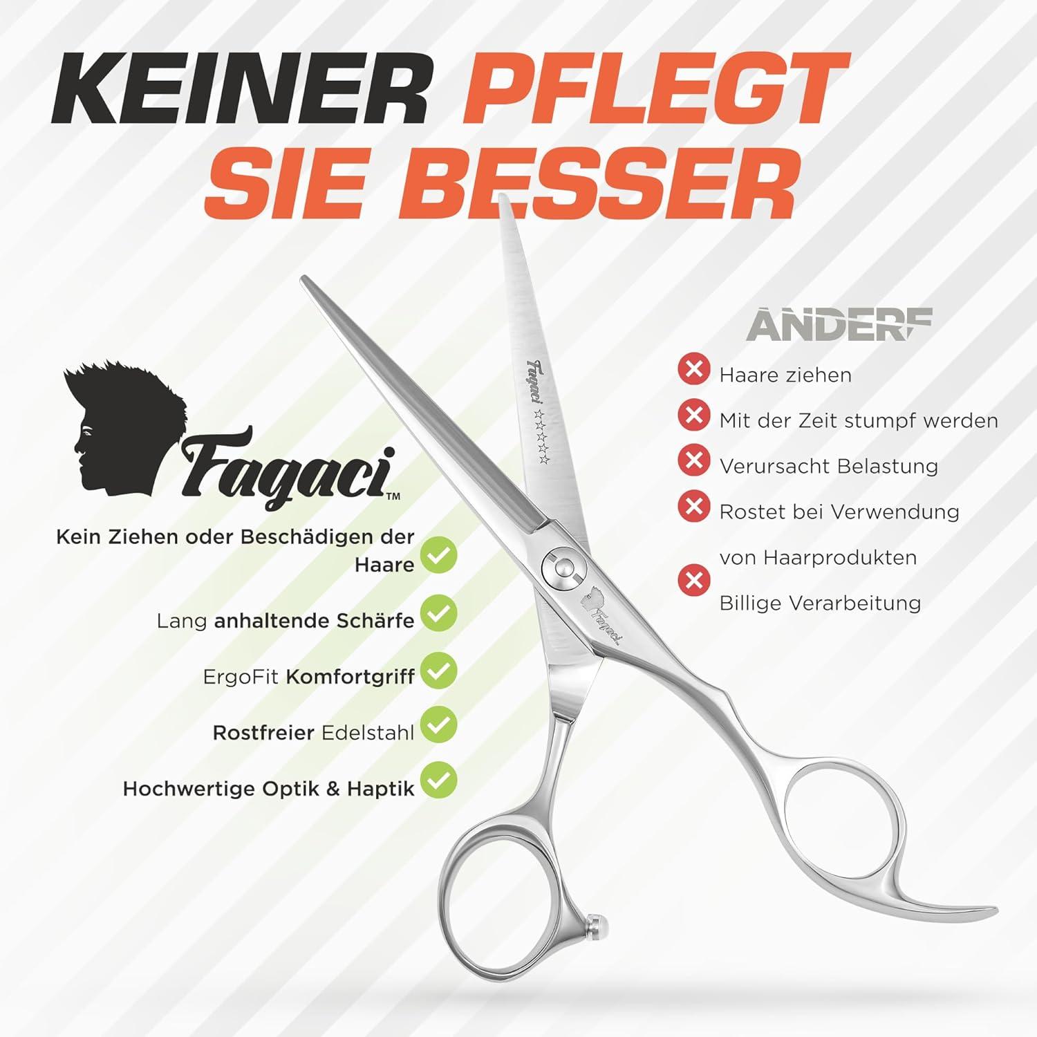 Fagaci Professional Hair Cutting Scissors 7 Inches - 440C Steel Ultra ...