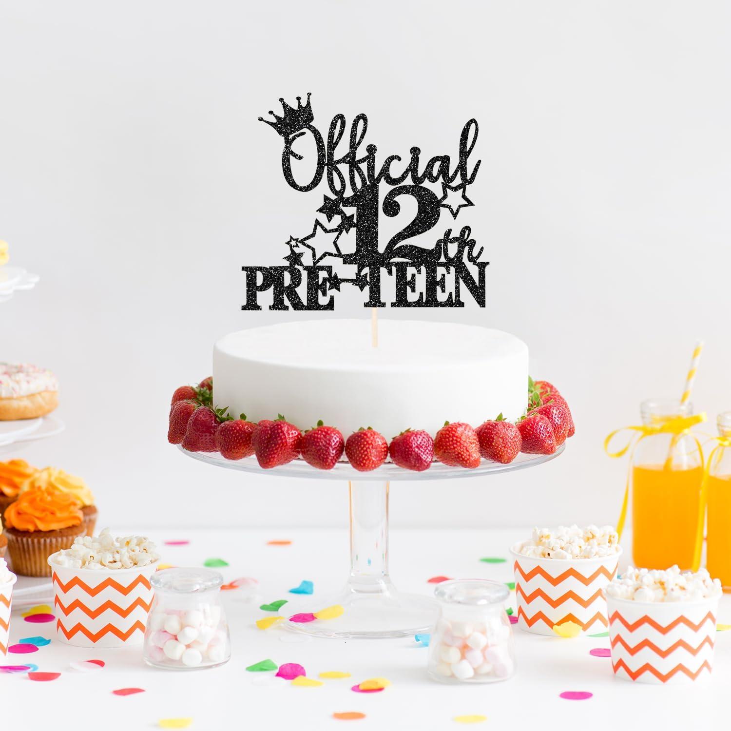 ALLY-MAGIC 12th Birthday Cake Topper Black Official Pre-Teen 12 Cake ...